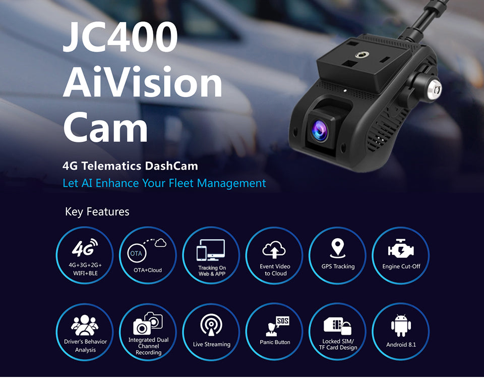 JIMI JC400P 4G Built-in Dual Channel Dashcam 1080p full HD داش كام JC4 ...